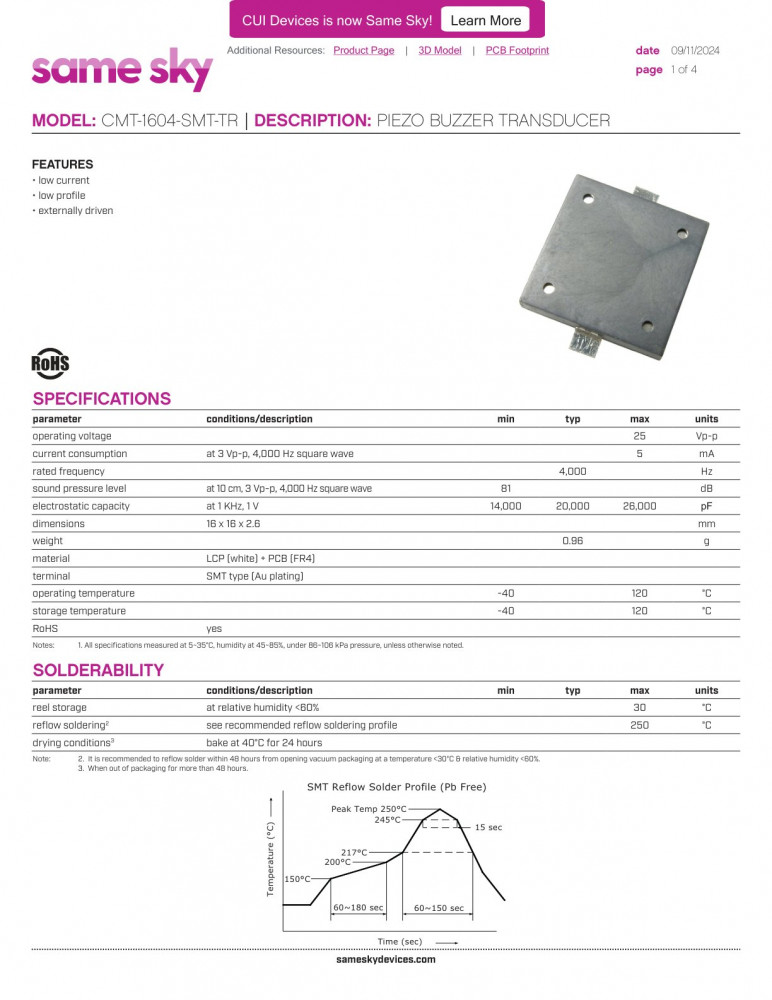CMT-1604-SMT-TR product documentation page 1