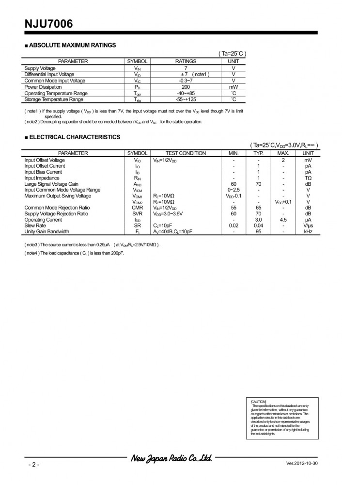 NJU7006 datasheet page 2 preview