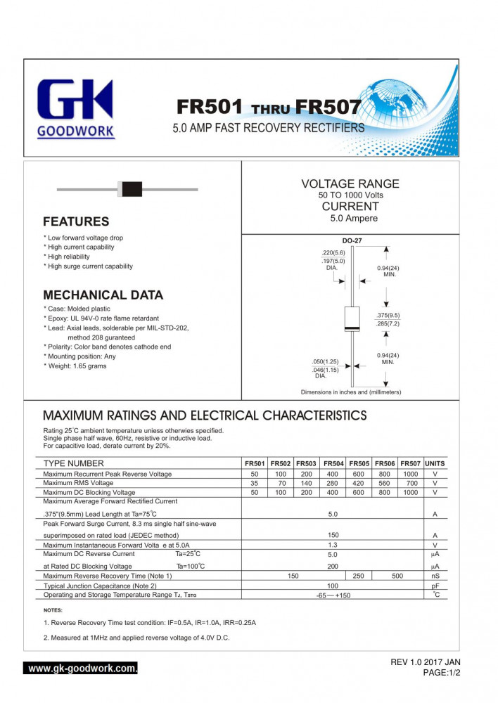 GOODWORK FR507 datasheet page 1