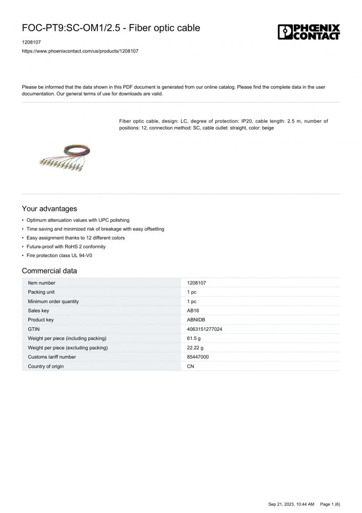 Phoenix Contact 1208107 technical document page 1