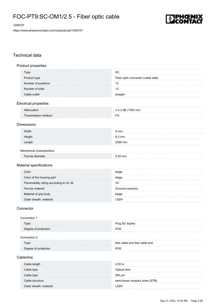 Phoenix Contact 1208107 technical document page 2