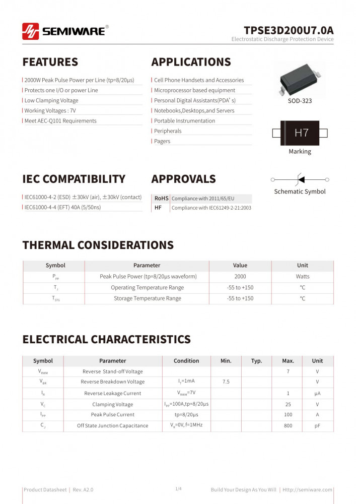TPSE3D200U7.0A technical document page 1