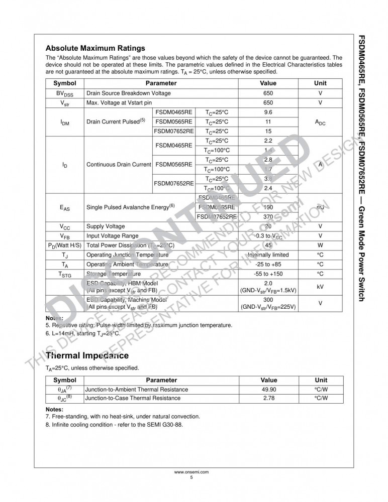 FSDM0565RE datasheet page 6