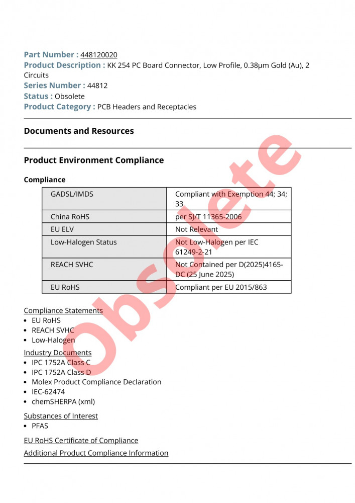 Technical document image 1 for MOLEX 448120020