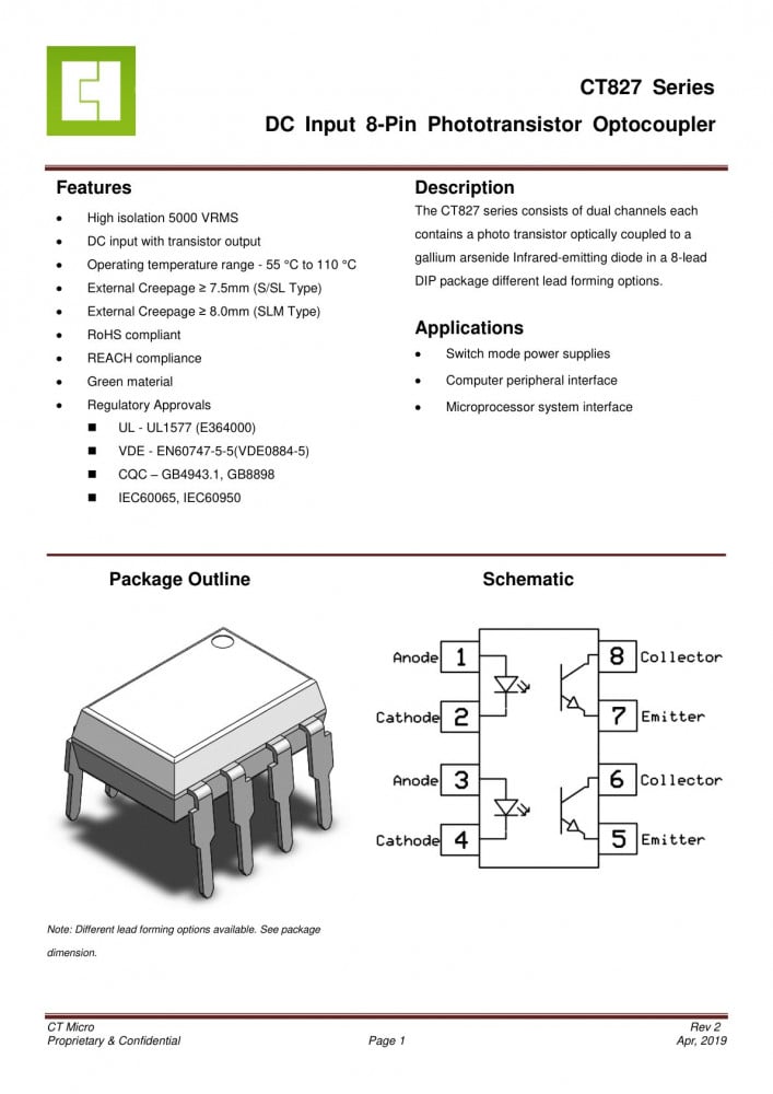 CT827 datasheet page 1