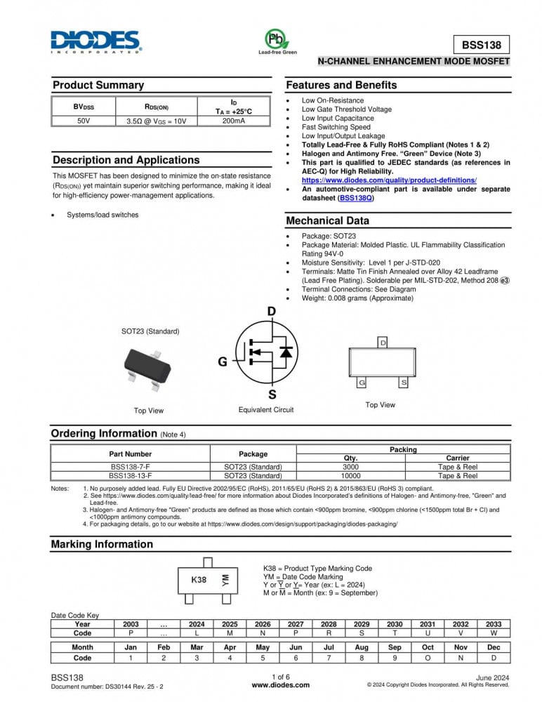 BSS138-7-F datasheet page 1
