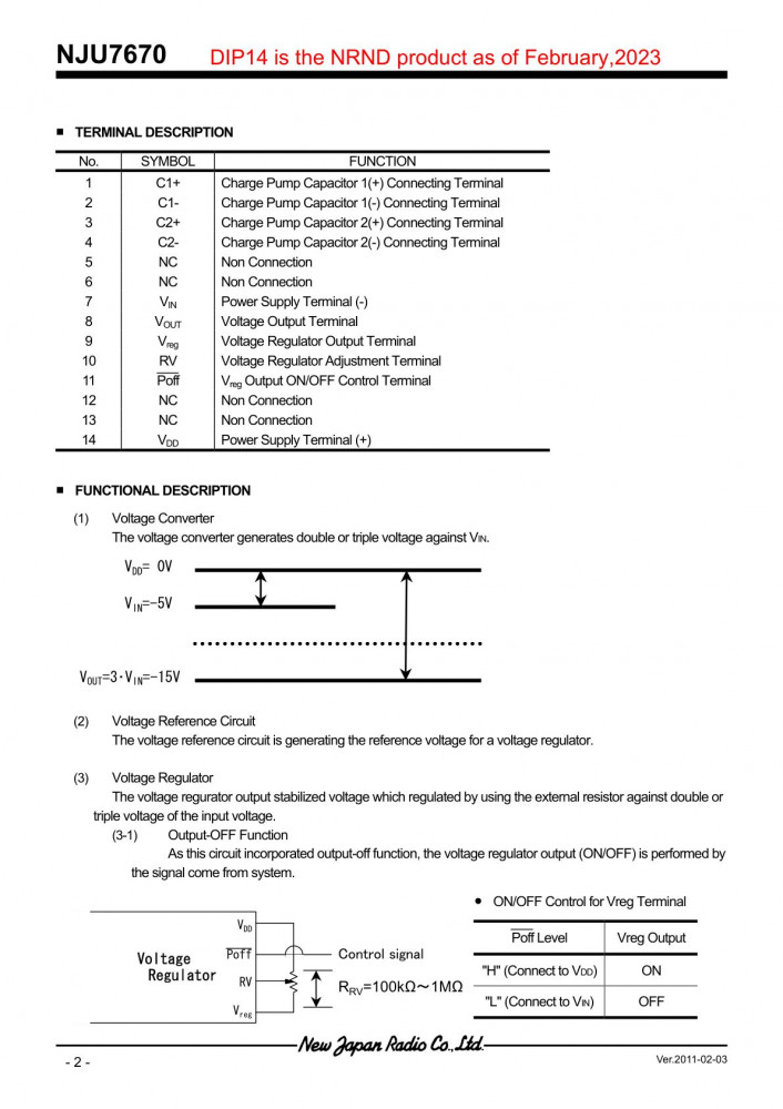 NJU7670 datasheet page 2