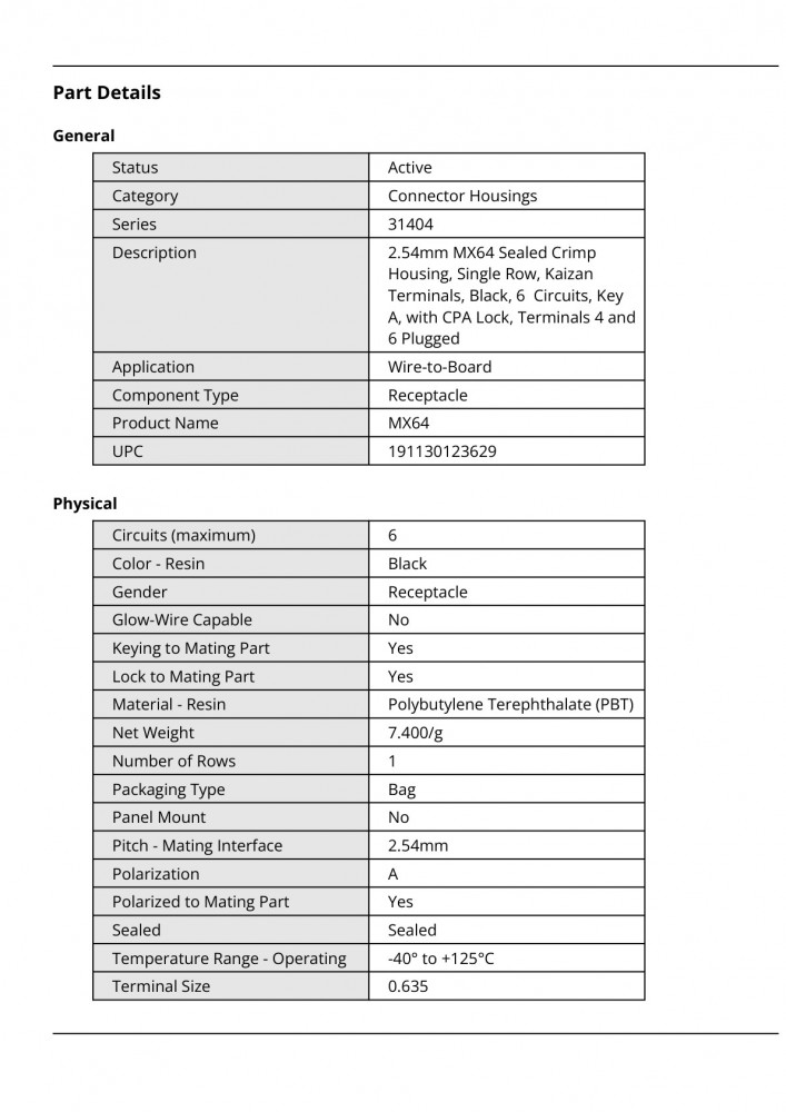 MOLEX 314047134 technical document preview, page 2