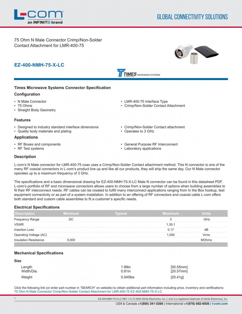 EZ-400-NMH-75-X-LC datasheet page 1