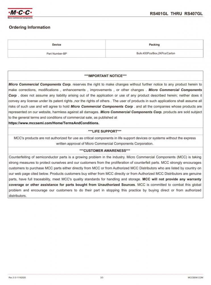 RS403GL-BP datasheet page 3