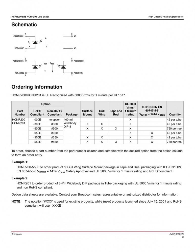HCNR200 and HCNR201 datasheet page 2