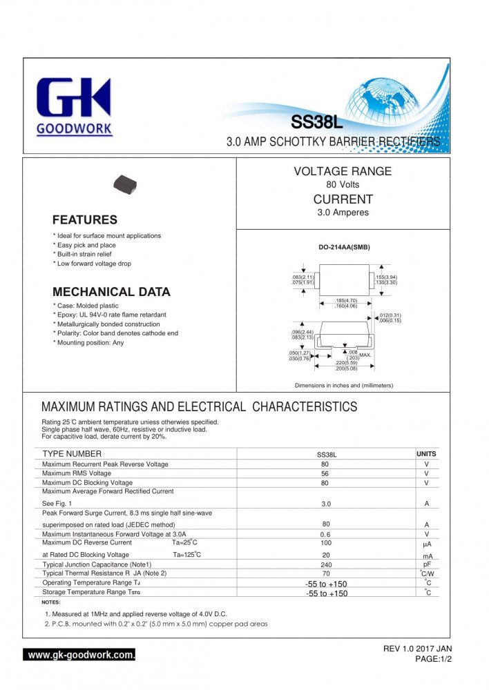 GOODWORK SS38L datasheet page 1