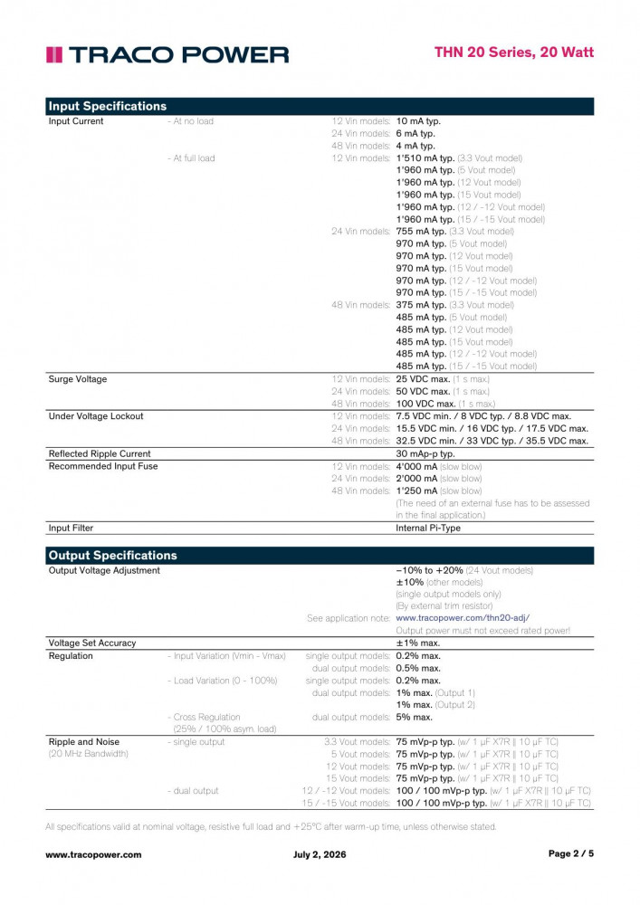 THN 20 series datasheet page 2