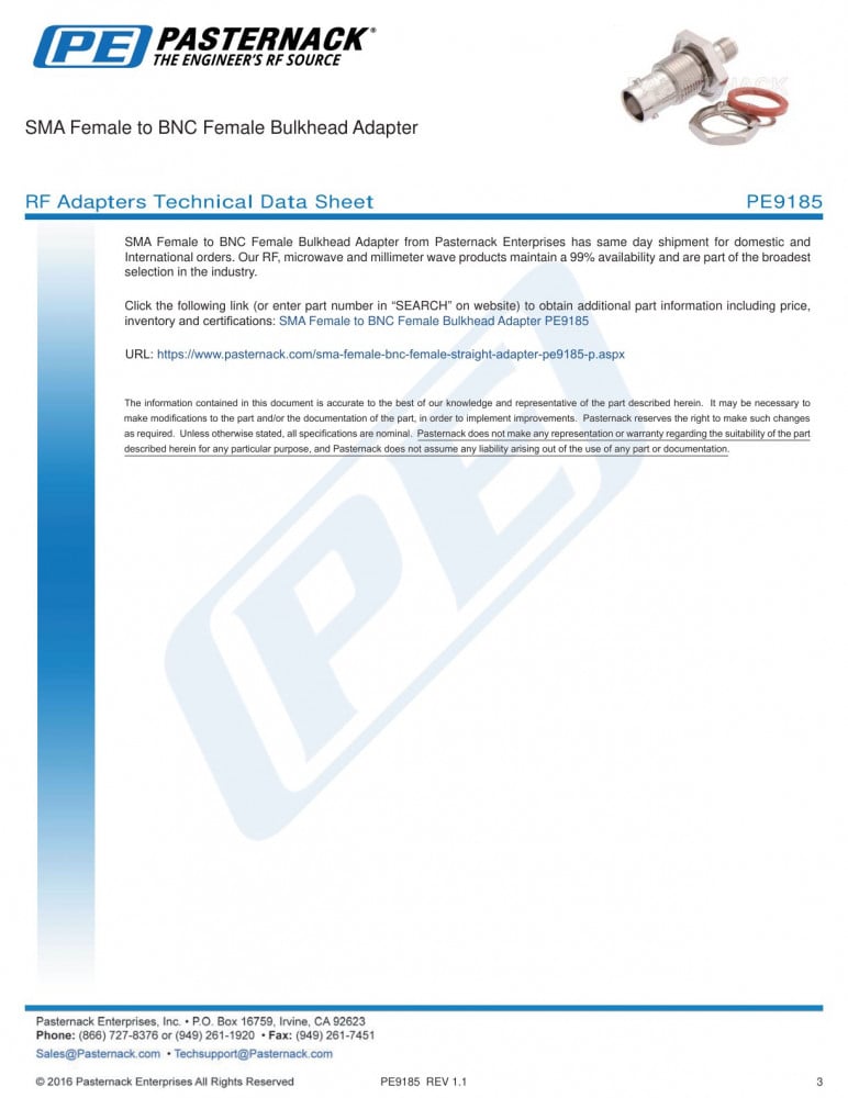 PE9185 technical document page 3