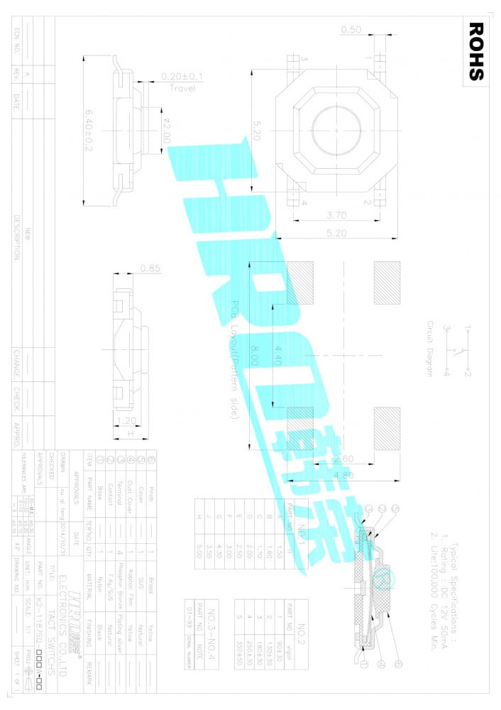 K2-1187SQ-J3SW-06 manufacturer drawing