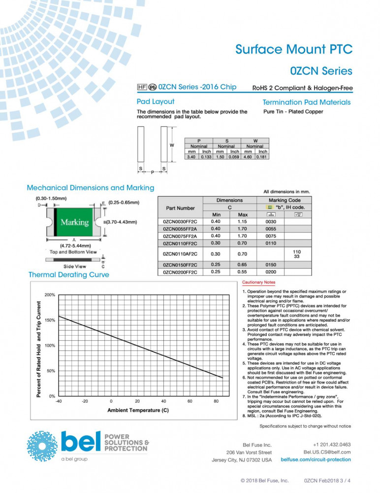 Bel Fuse 0ZCN series datasheet page 3