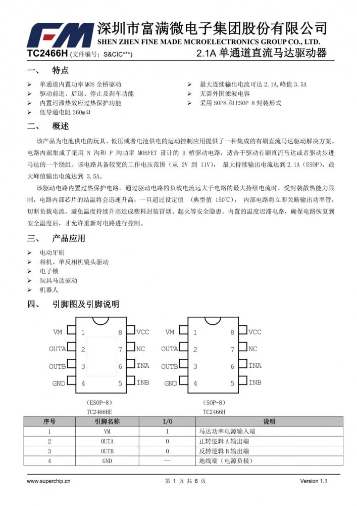 TC2466H datasheet page 1