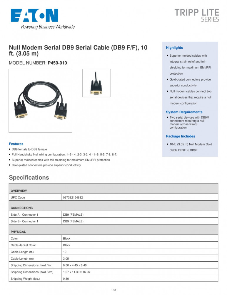 P450-010 product document, page 1