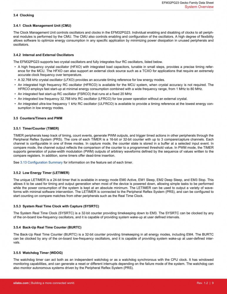 EFM32PG23 datasheet preview, page 9