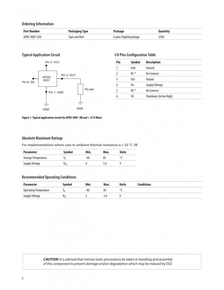 APDS-9007 datasheet page 2