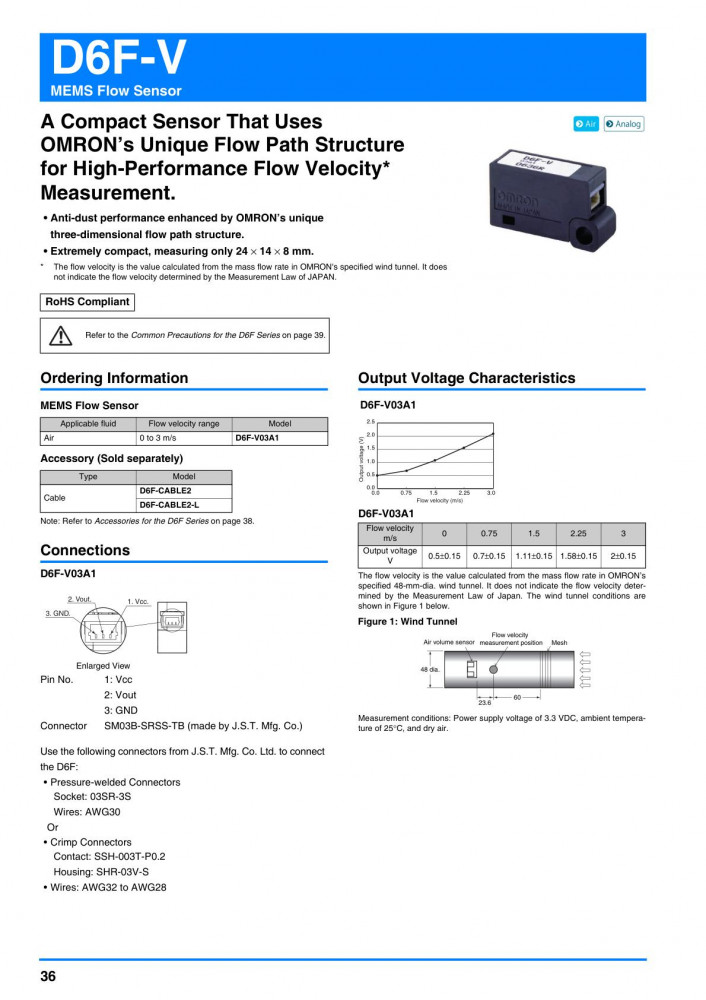 D6F-V03A1 technical document page 1