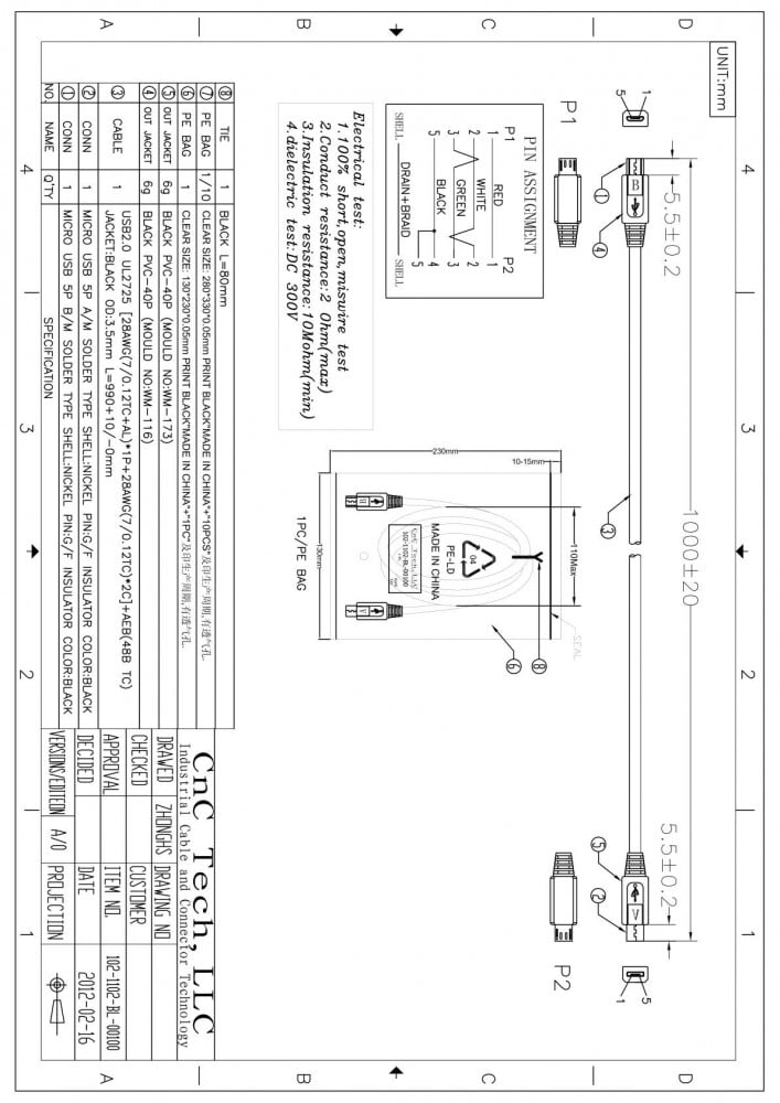 CNC Tech 102-1102-BL-00100 technical drawing