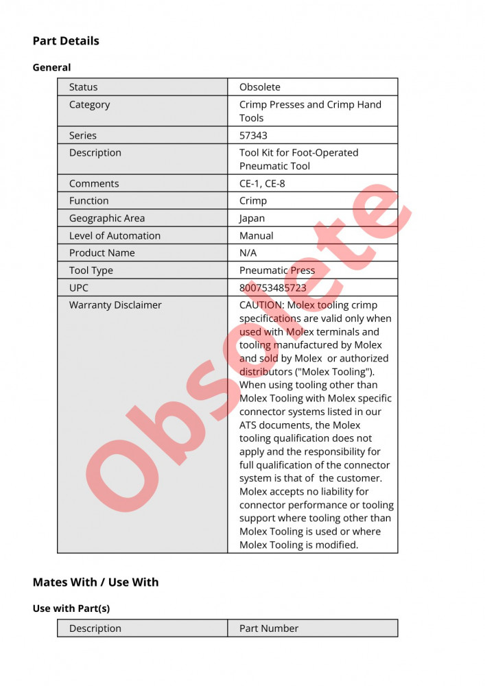 Molex 573439011 tooling document image, page 2