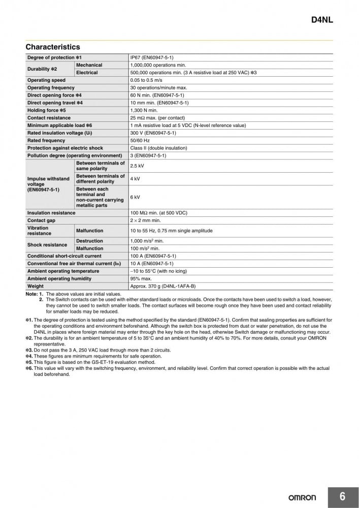 OMRON D4NL datasheet page 6