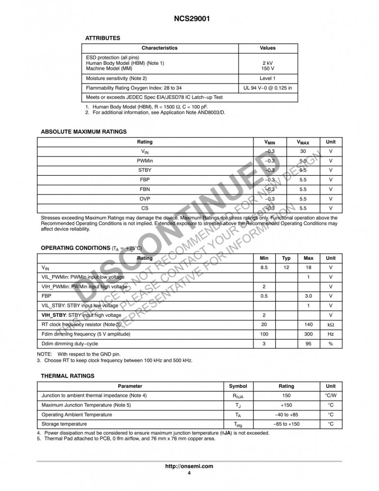 NCS29001 technical document, page 4