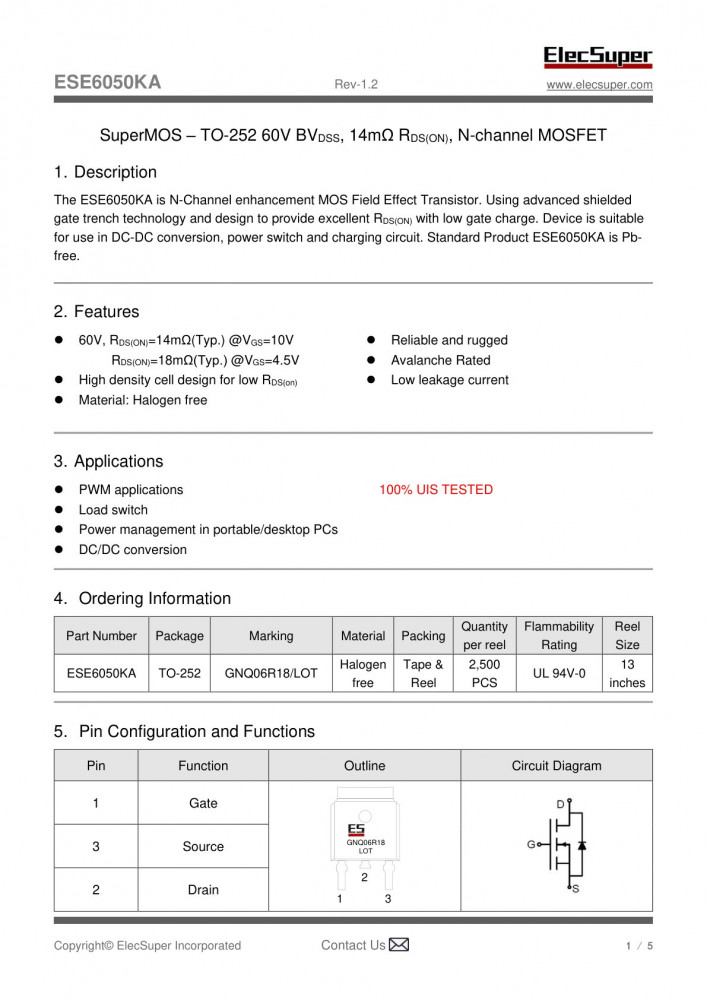 ESE6050KA datasheet page 1