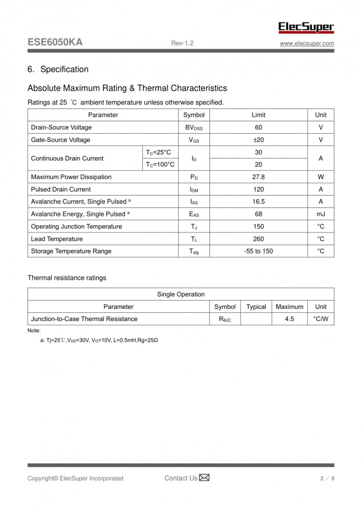 ESE6050KA datasheet page 2