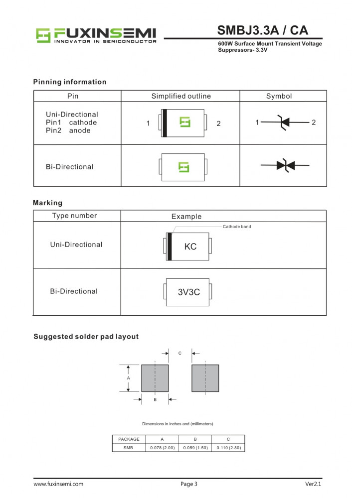 SMBJ3.3CA datasheet page 3