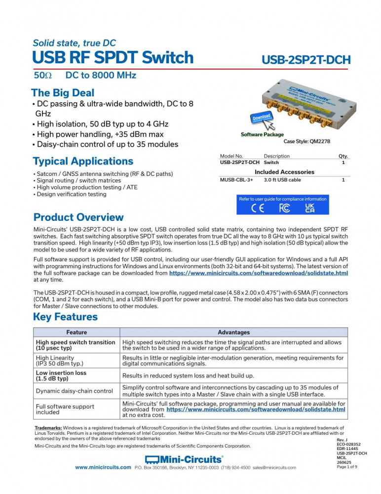 USB-2SP2T-DCH datasheet page 1