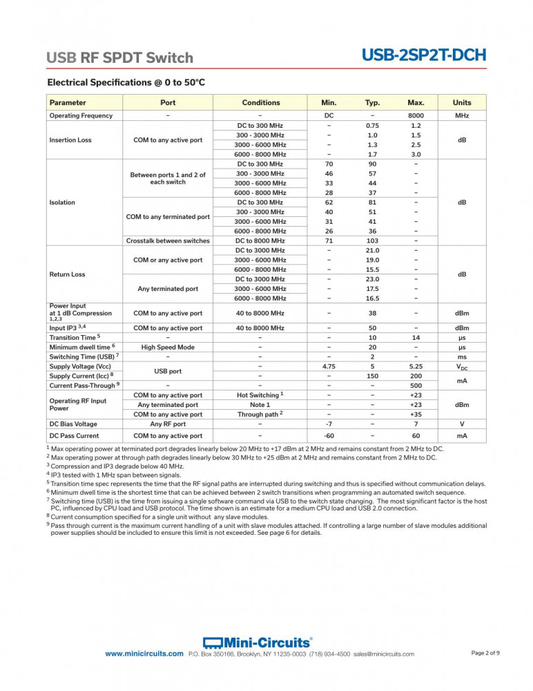 USB-2SP2T-DCH datasheet page 2