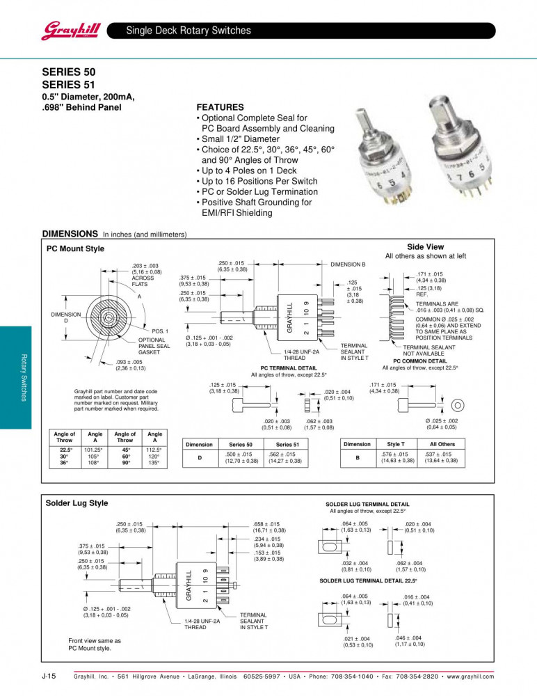 Grayhill Series 50 and 51 product documentation page 1