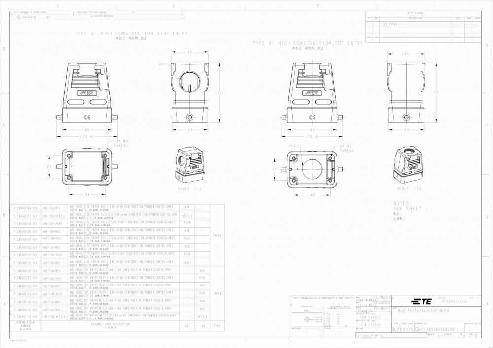 TE Connectivity T1340060129-000 technical drawing page 2