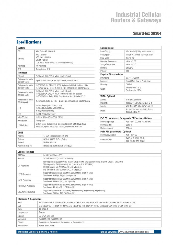 SmartFlex SR304 technical document, page 2