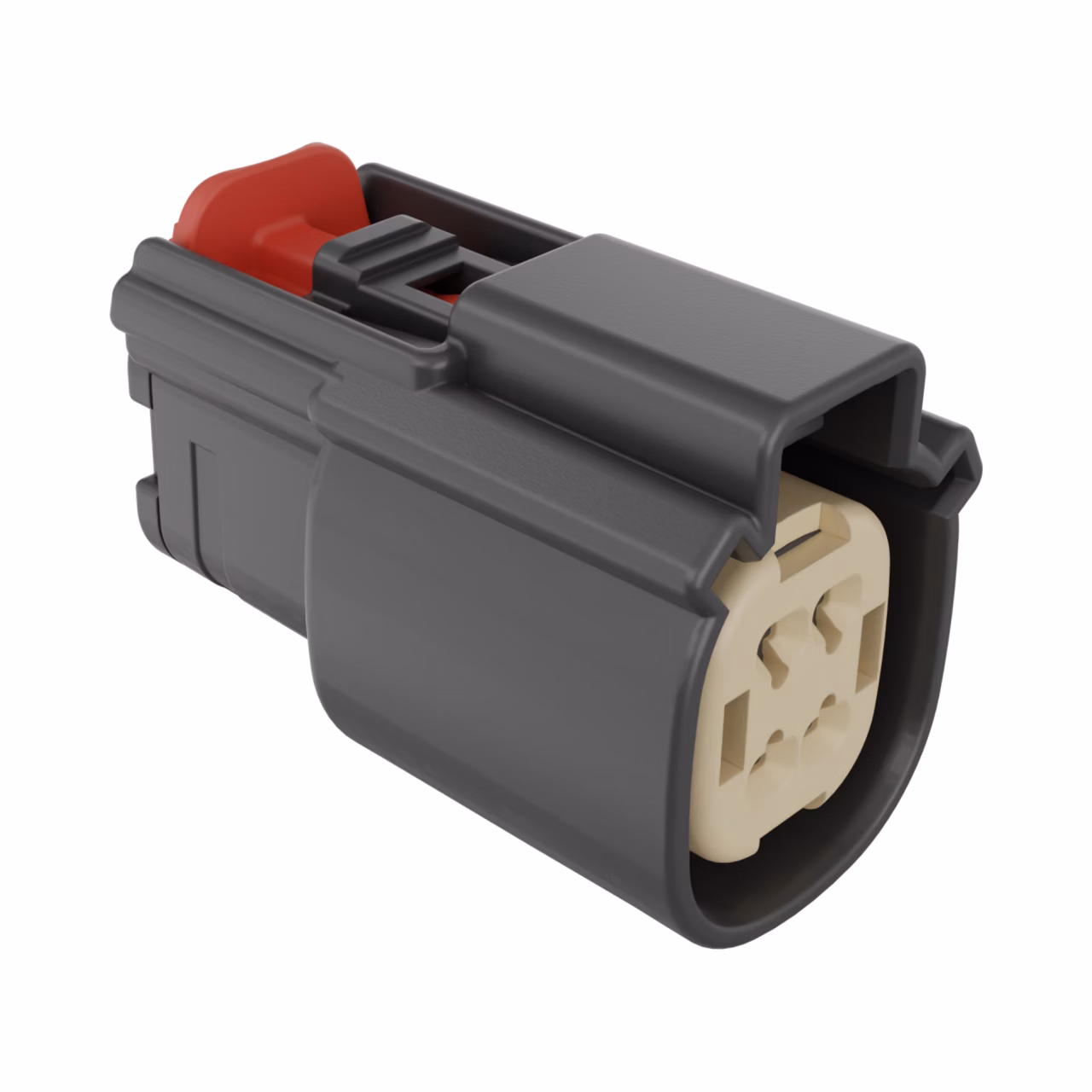 MX150 Mat-Sealed Female Connector Assembly, Dual Row, 4 Circuits, Keying Option C, with Connector Position Assurance, with Open Standard Grommet Cap, Dark Gray for sale