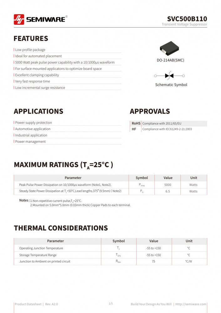 SVC500B110 datasheet page 1