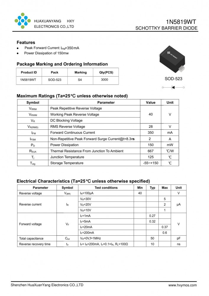 1N5819WT datasheet page 1