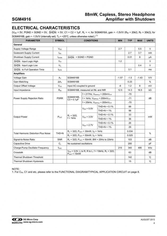 SGM4916 datasheet page 4