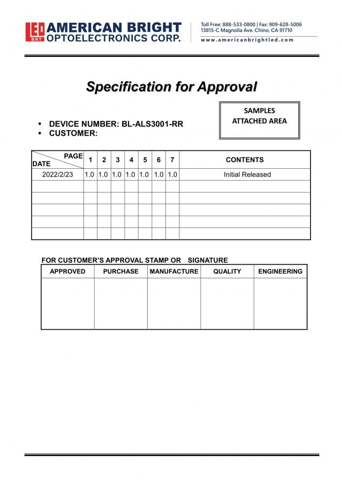 BL-ALS3001-RR specification page 1