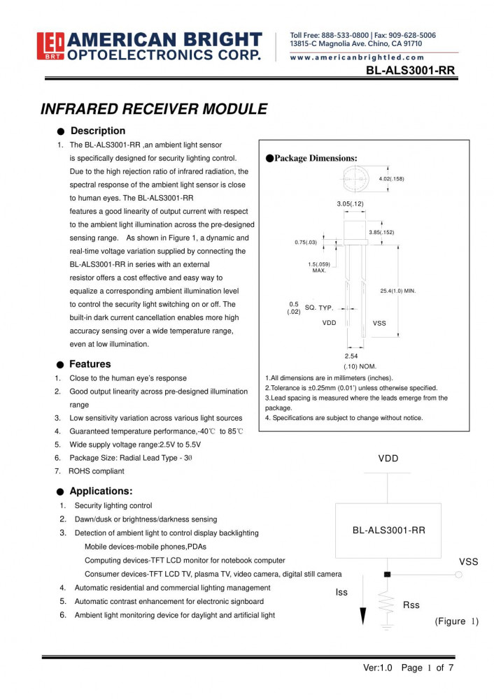 BL-ALS3001-RR specification page 2