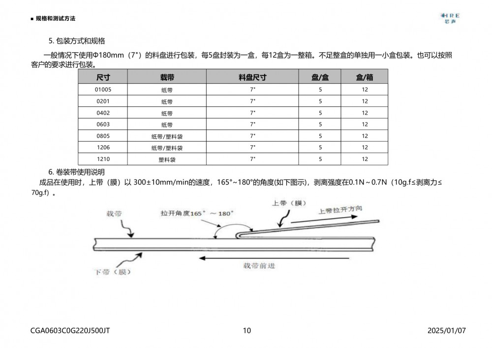 HRE MLCC specification page 10