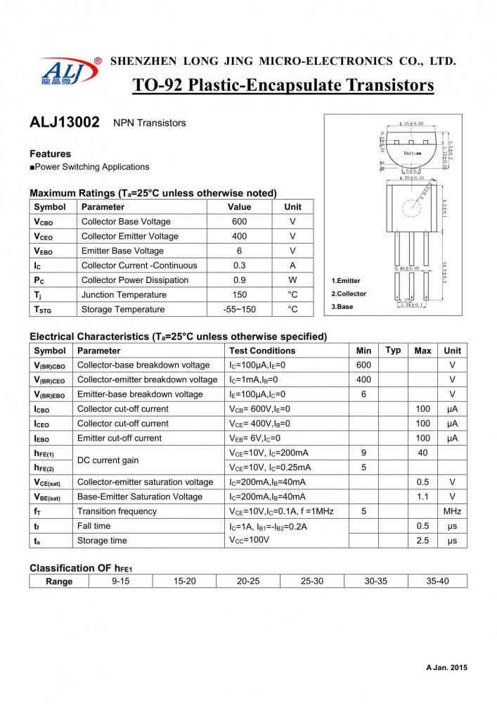 ALJ13002 datasheet page 1