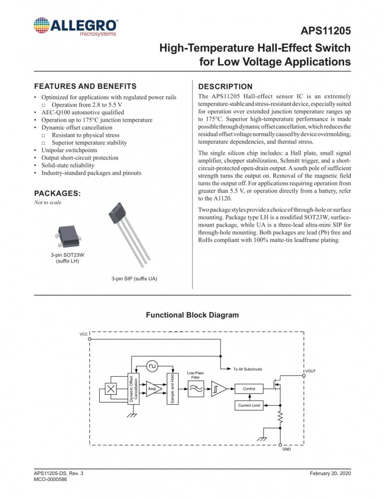 APS11205LUAA datasheet page 1