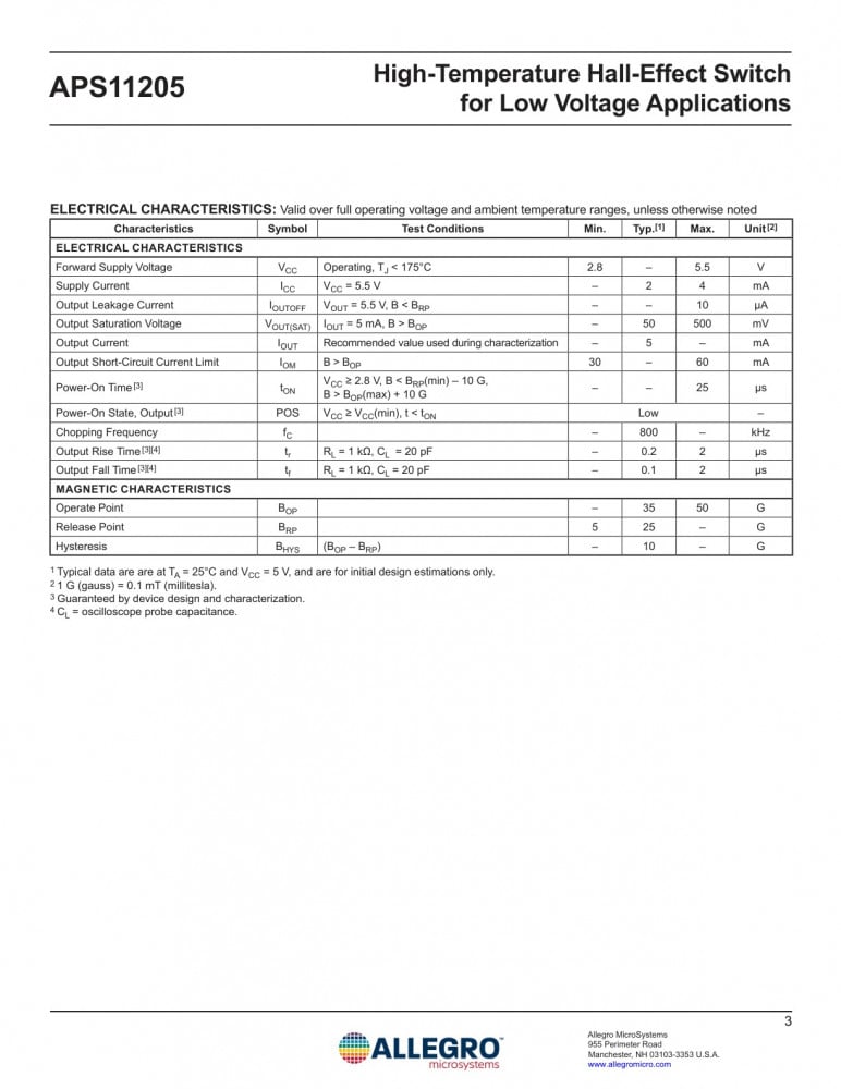APS11205LUAA datasheet page 3