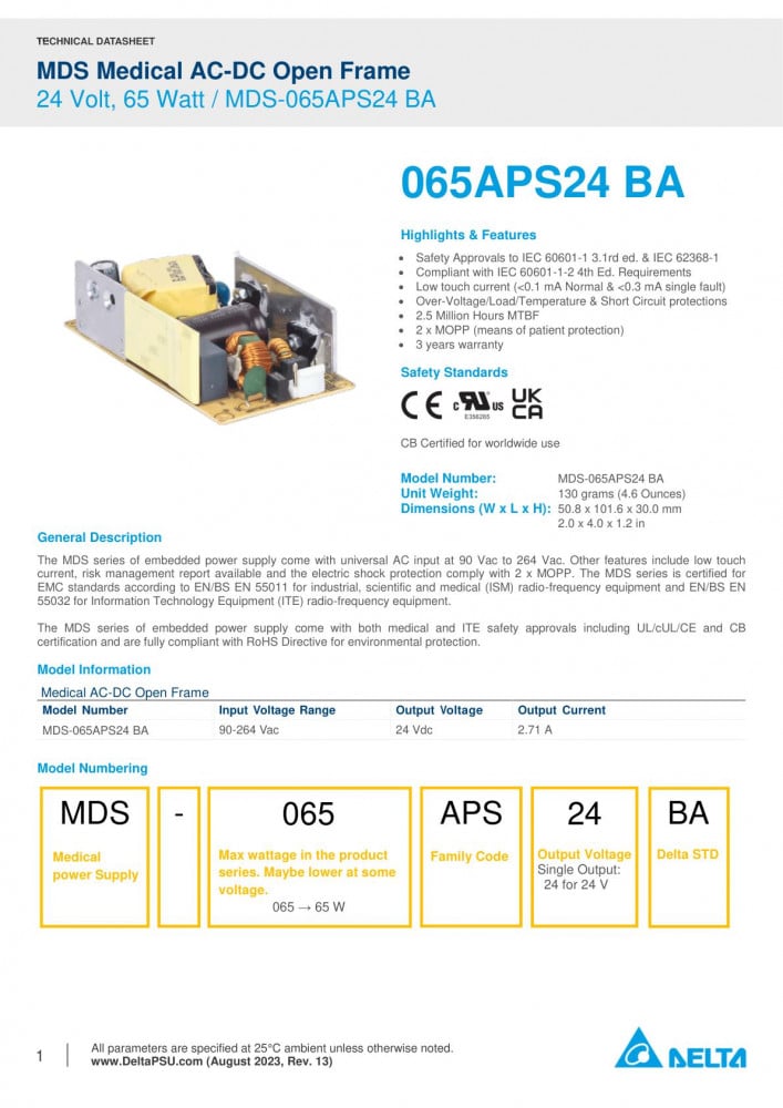 MDS-065APS24 BA datasheet page 1
