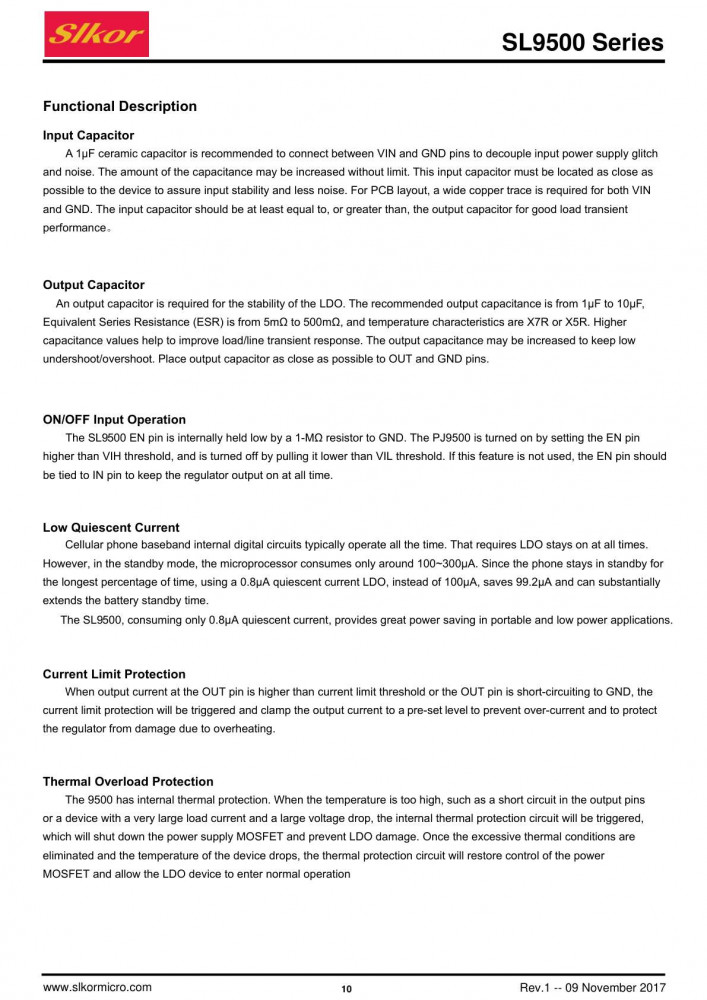 SL9500 datasheet page 10