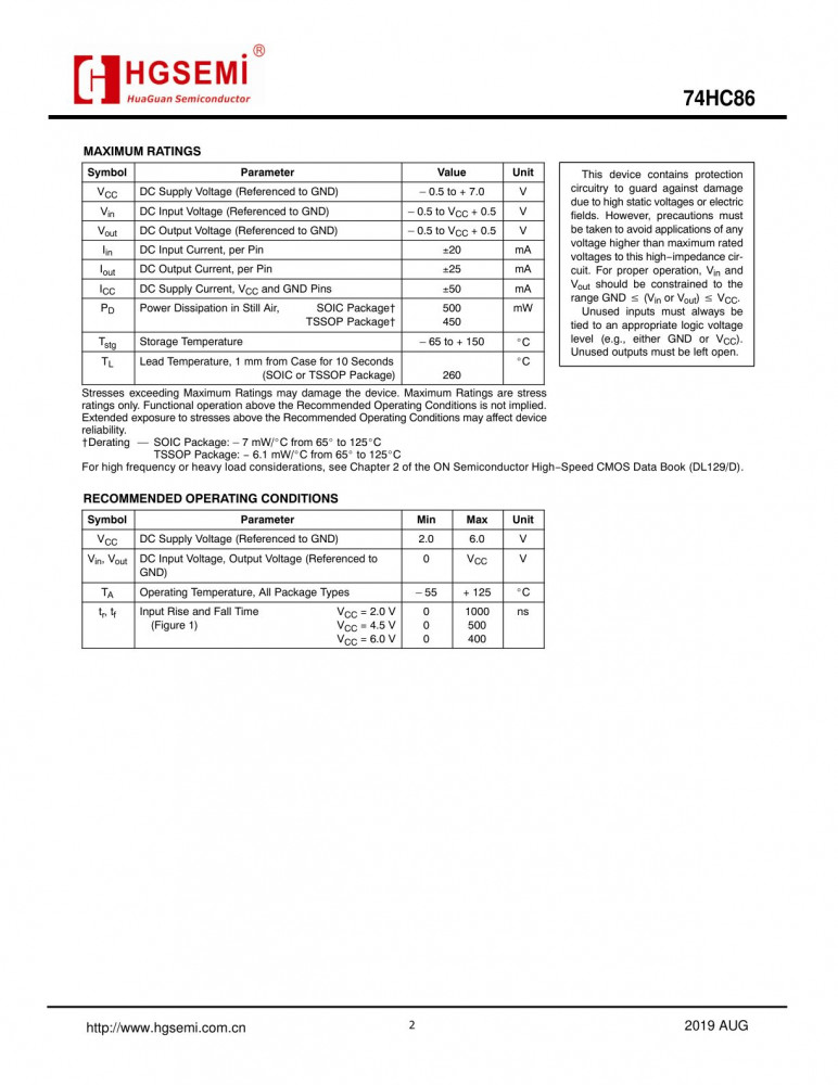 74HC86M/TR datasheet page 2